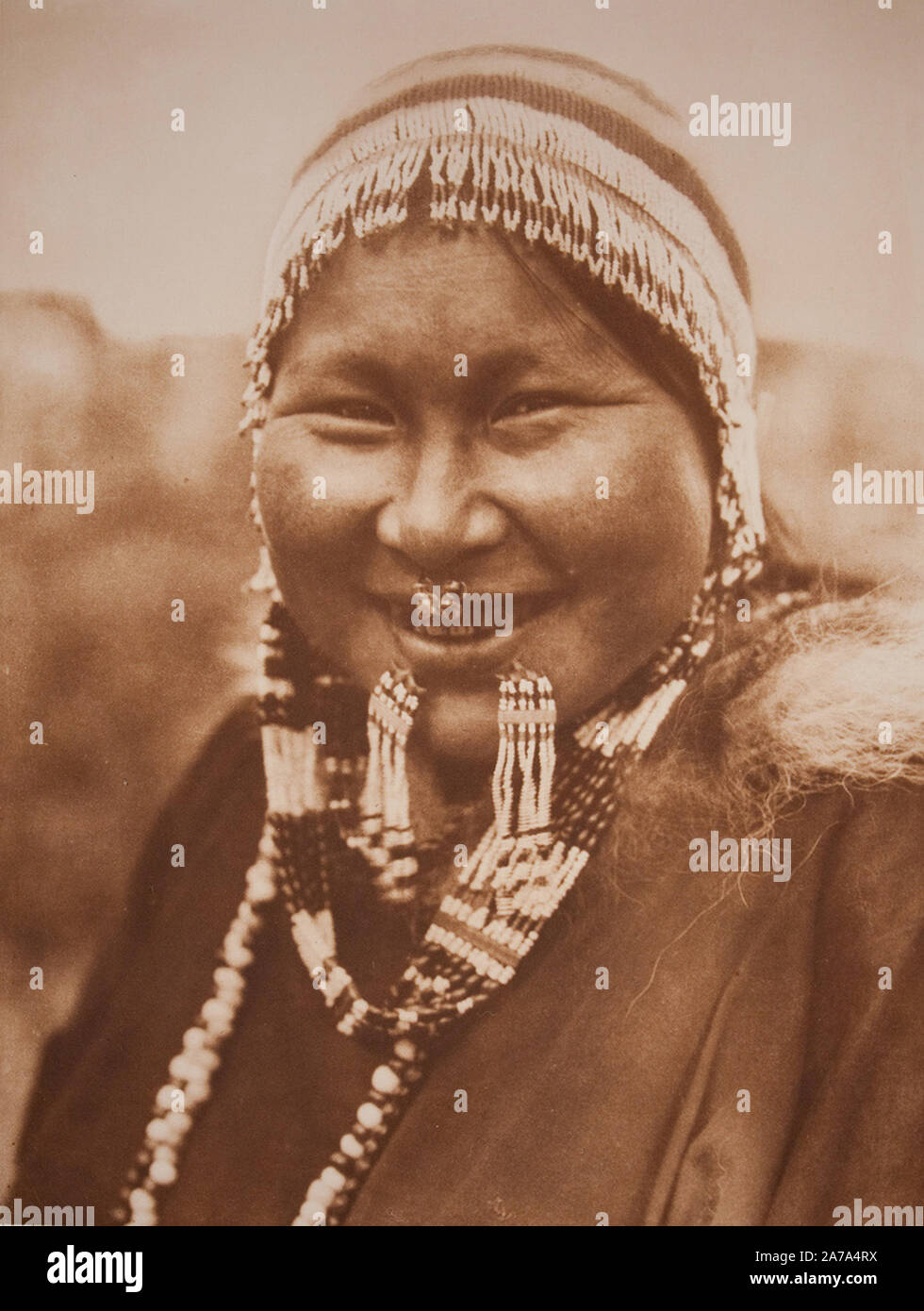 Vintage native American red skinned indian portrait from the old ...