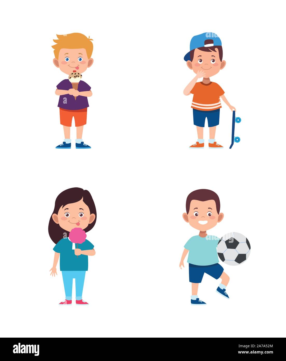 cartoon kids having fun icon set, colorful design Stock Vector Image ...