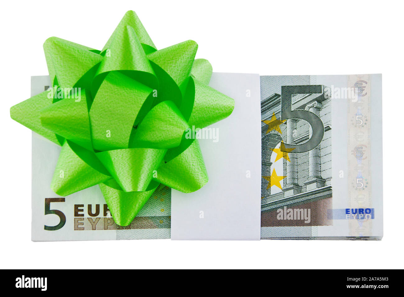 Euro banknotes with gift ribbon on white background Stock Photo - Alamy