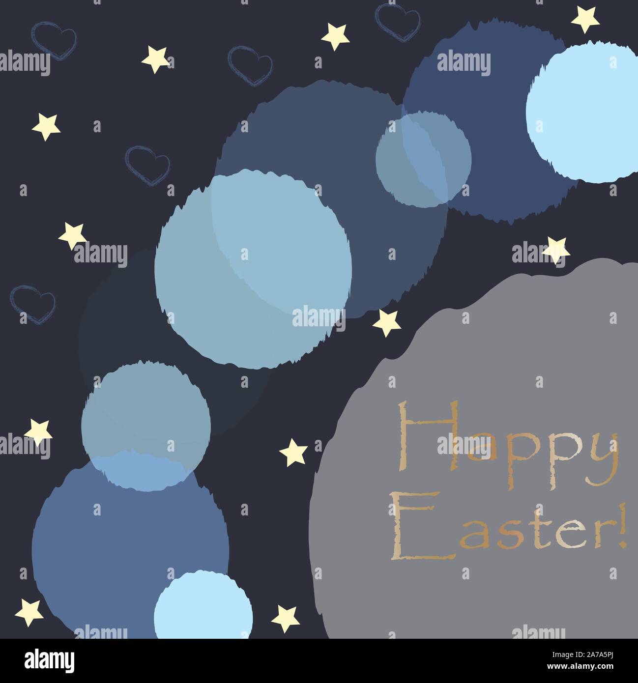 Happy Easter Congratulations Card with stars. Vector Illustration Stock ...