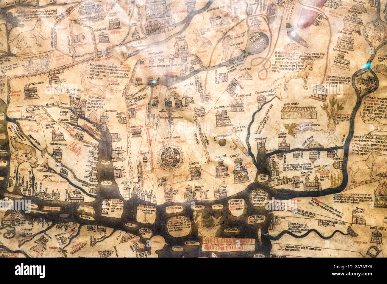 Mappa Mundi,famous,map,Hereford Cathedral,Hereford,Cathedral,county ...