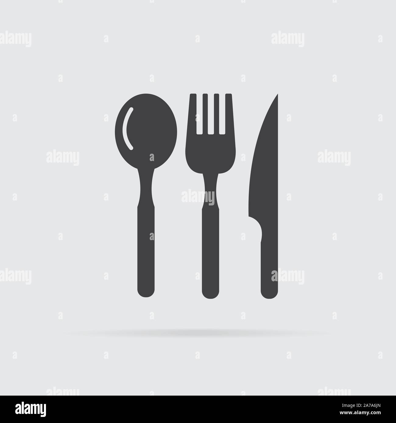 Cutlery icon in flat style isolated on grey background. For your design ...