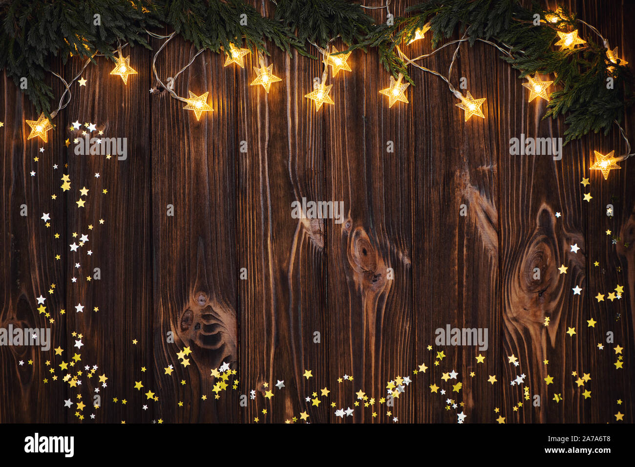 Wood Background Rustic Star Lights 26+ Thousand Christmas Lights