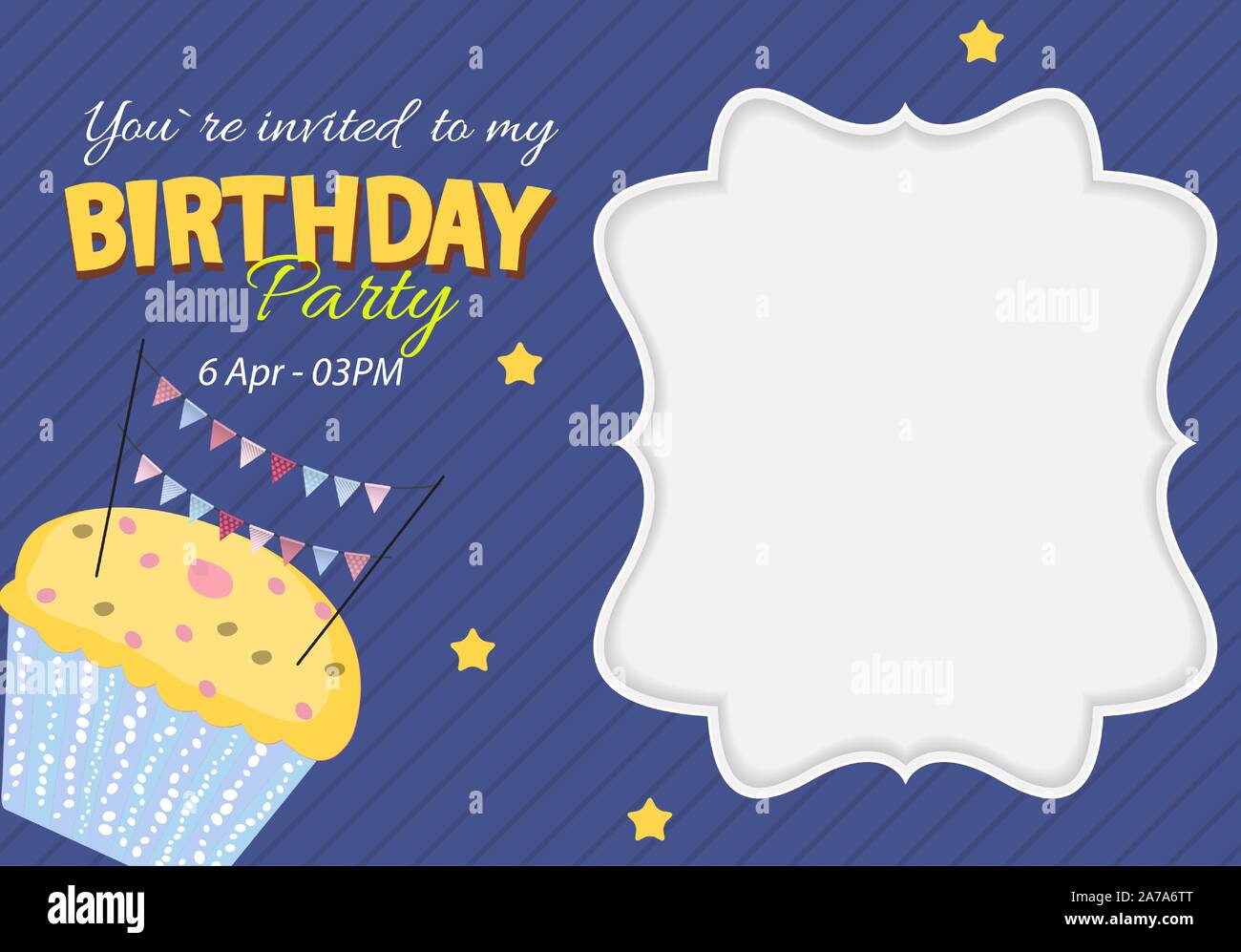 Abstract Birthday Party Invitation with Empty Place for Photo. Vector ...
