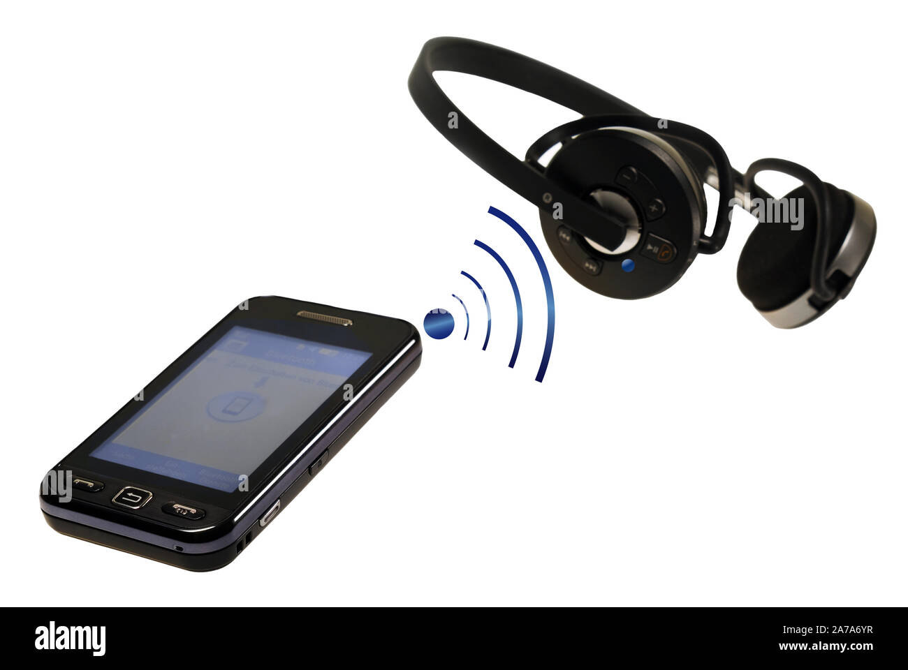 Concept music and Bluetooth with white background Stock Photo - Alamy