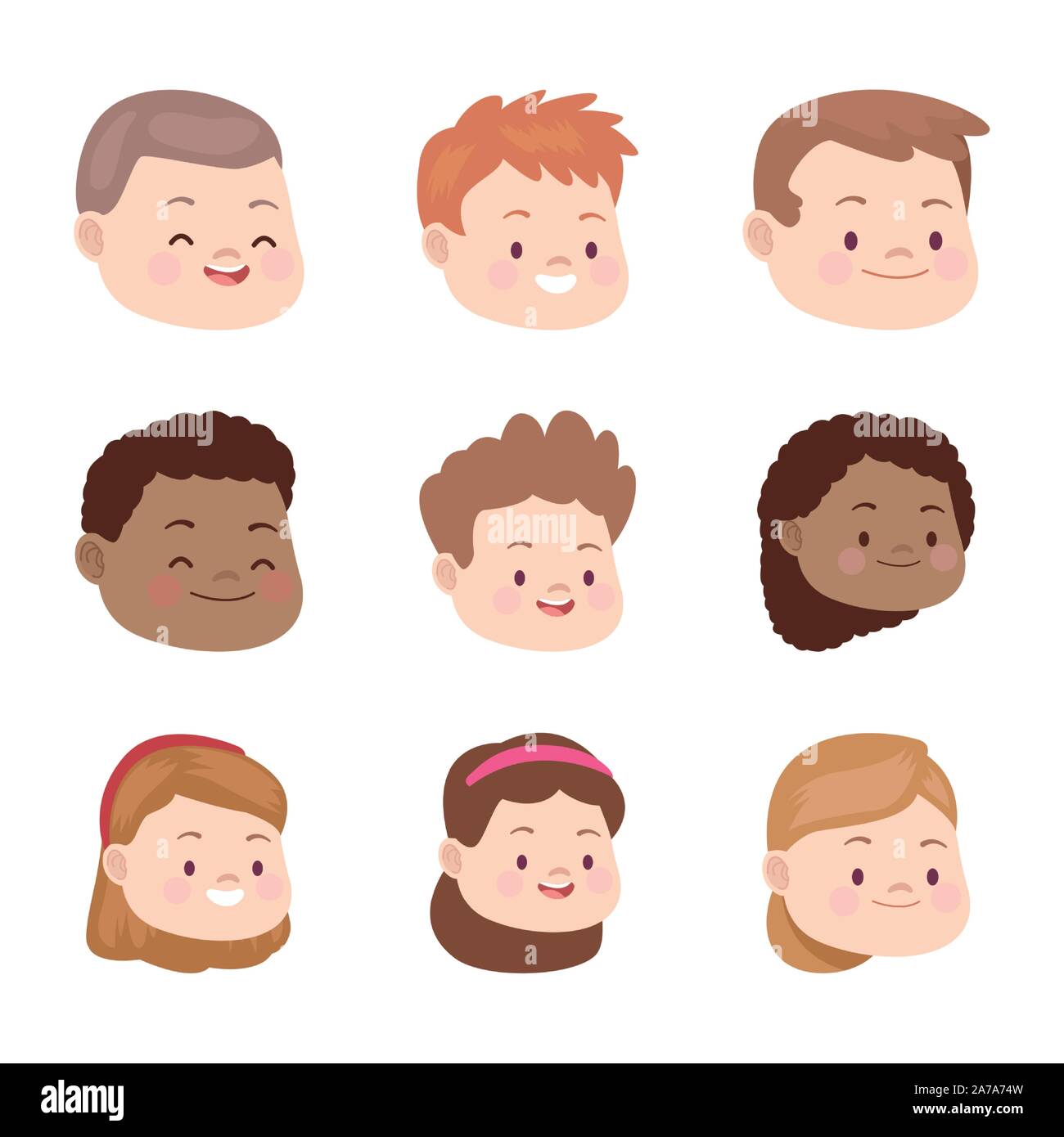 cartoon kids faces smiling icon set Stock Vector Image & Art - Alamy