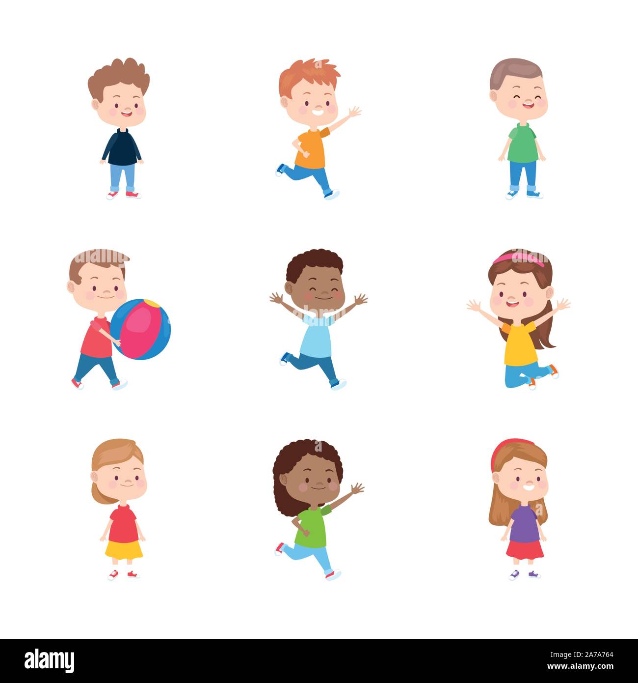 icon set of cartoon happy kids having fun Stock Vector Image & Art - Alamy