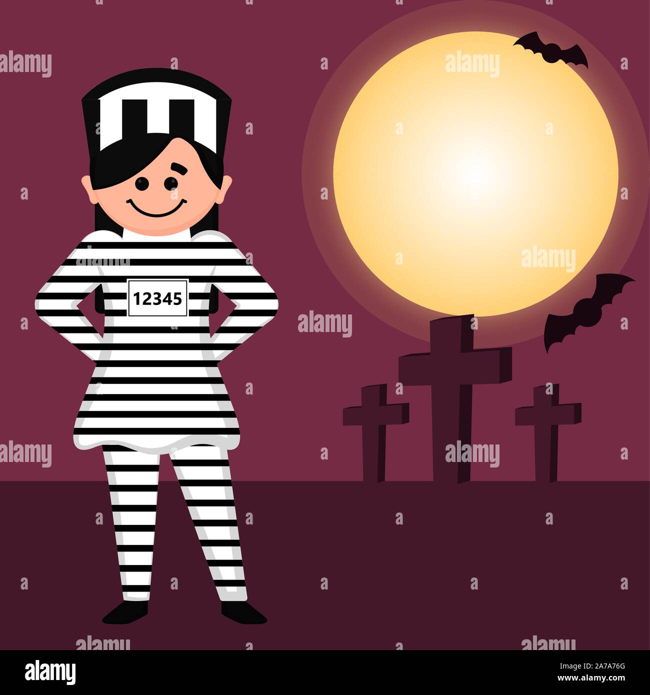 Prisoner character image. Halloween costume - Vector illustration Stock ...