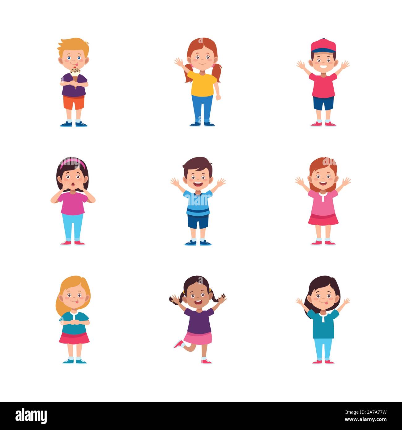 cartoon happy kids icon set, colorful design Stock Vector Image & Art ...