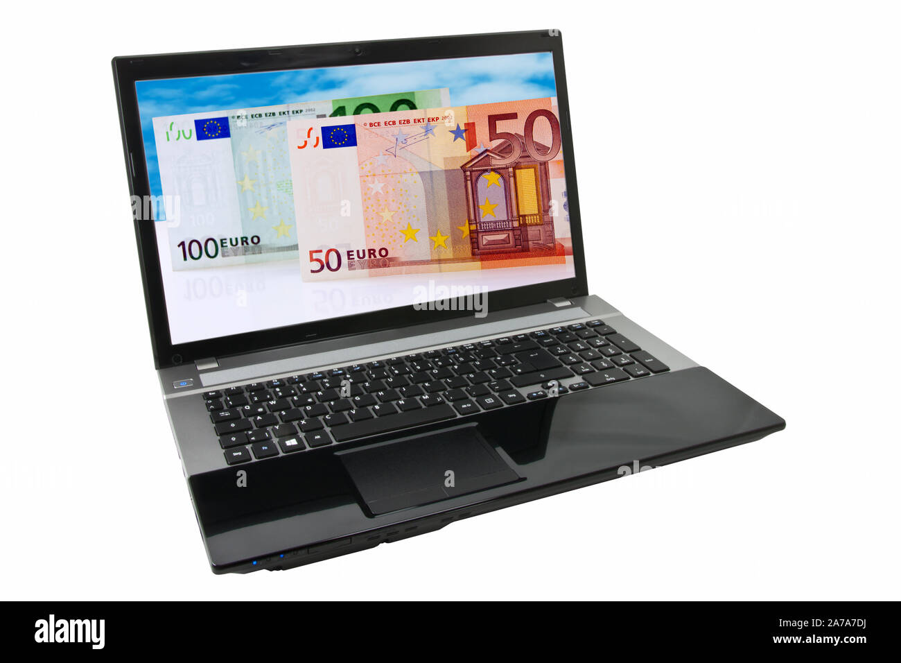 150 Euro on laptop monitor with white background Stock Photo - Alamy