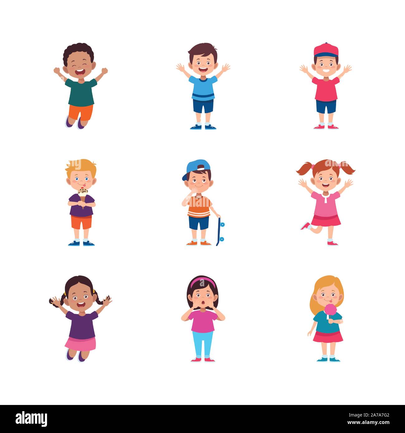 cartoon happy kids icon set, colorful design Stock Vector Image & Art ...