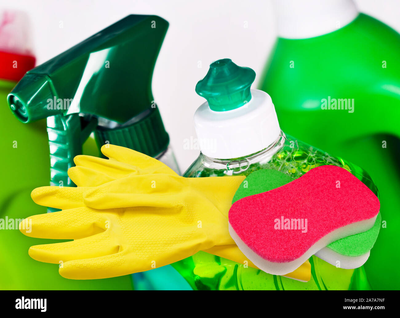 Different Cleaning agents close up Stock Photo - Alamy
