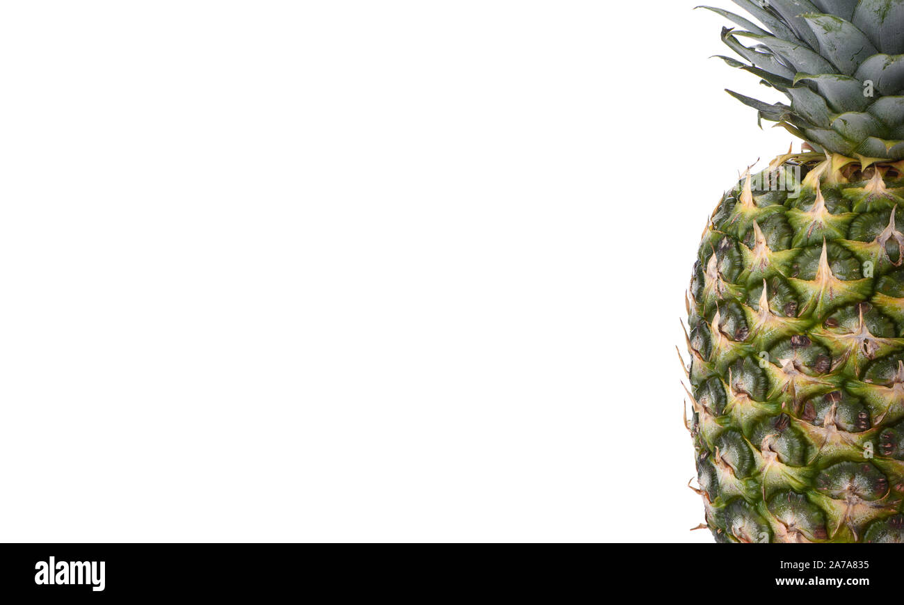 Half pineapple close-up with space for text. Border design. Copy space ...