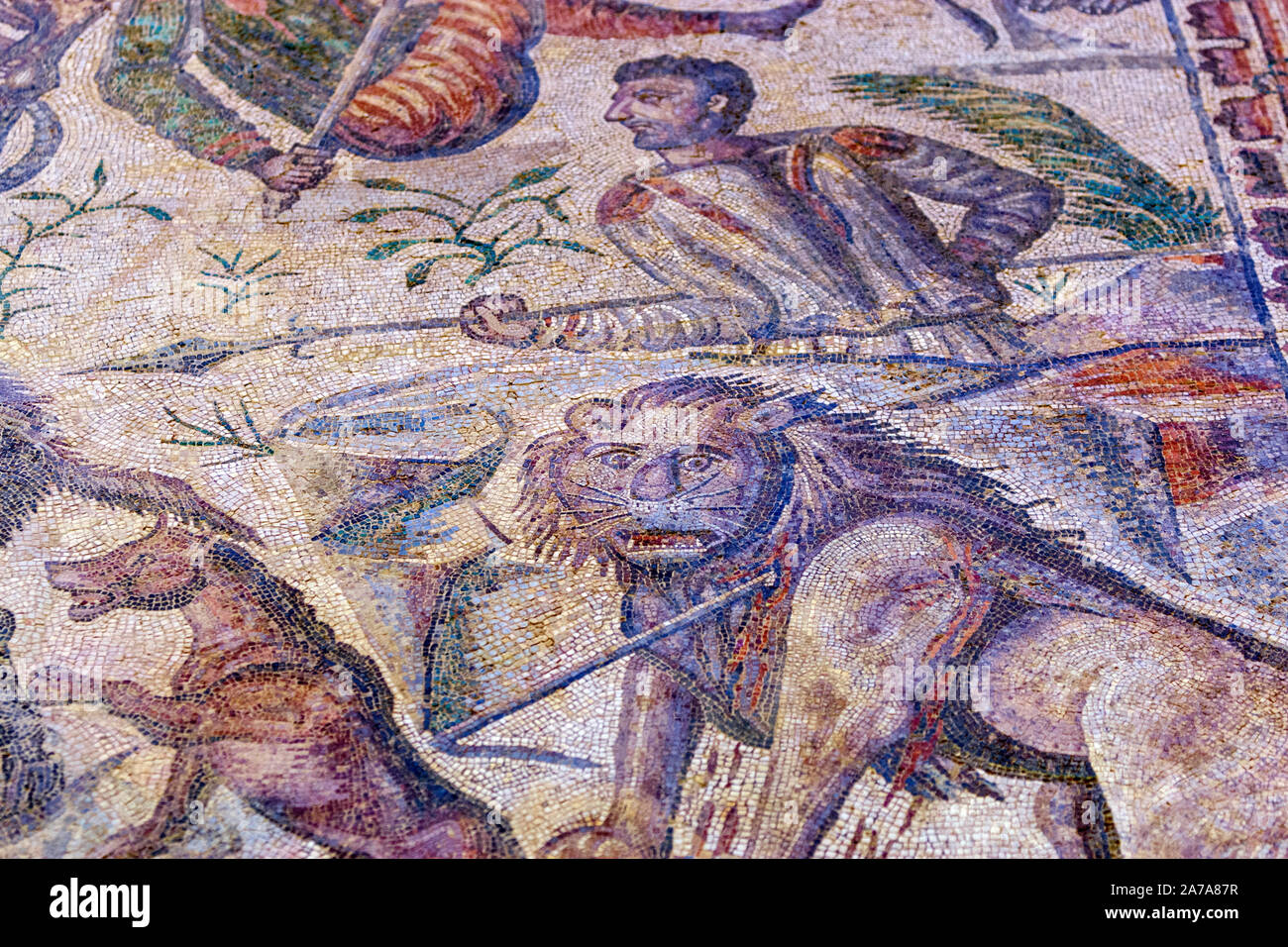 Hunting scenes in Mosaic of the Oecus, Late Antique Roman villa at La ...