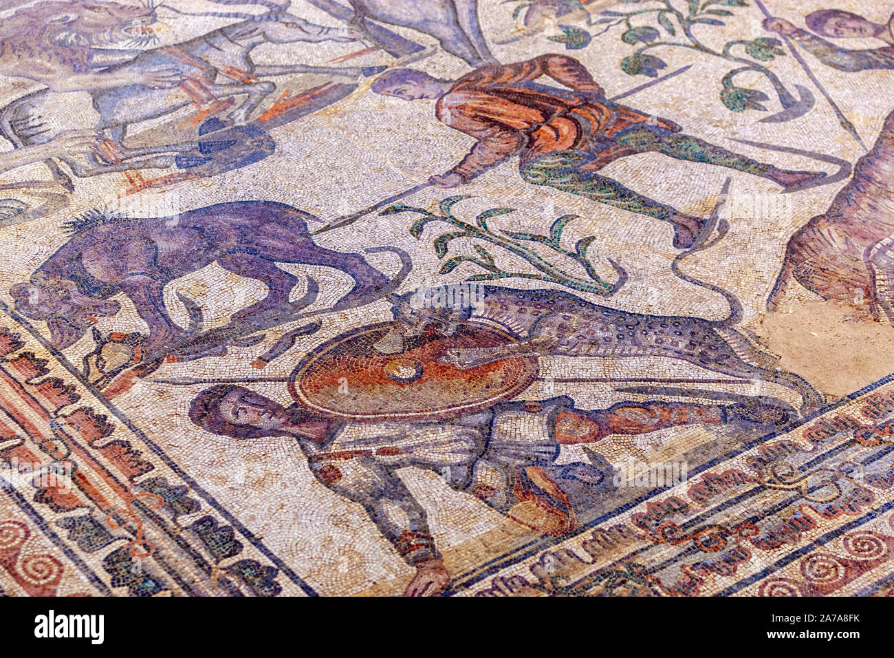 Hunting scenes in Mosaic of the Oecus, Late Antique Roman villa at La ...