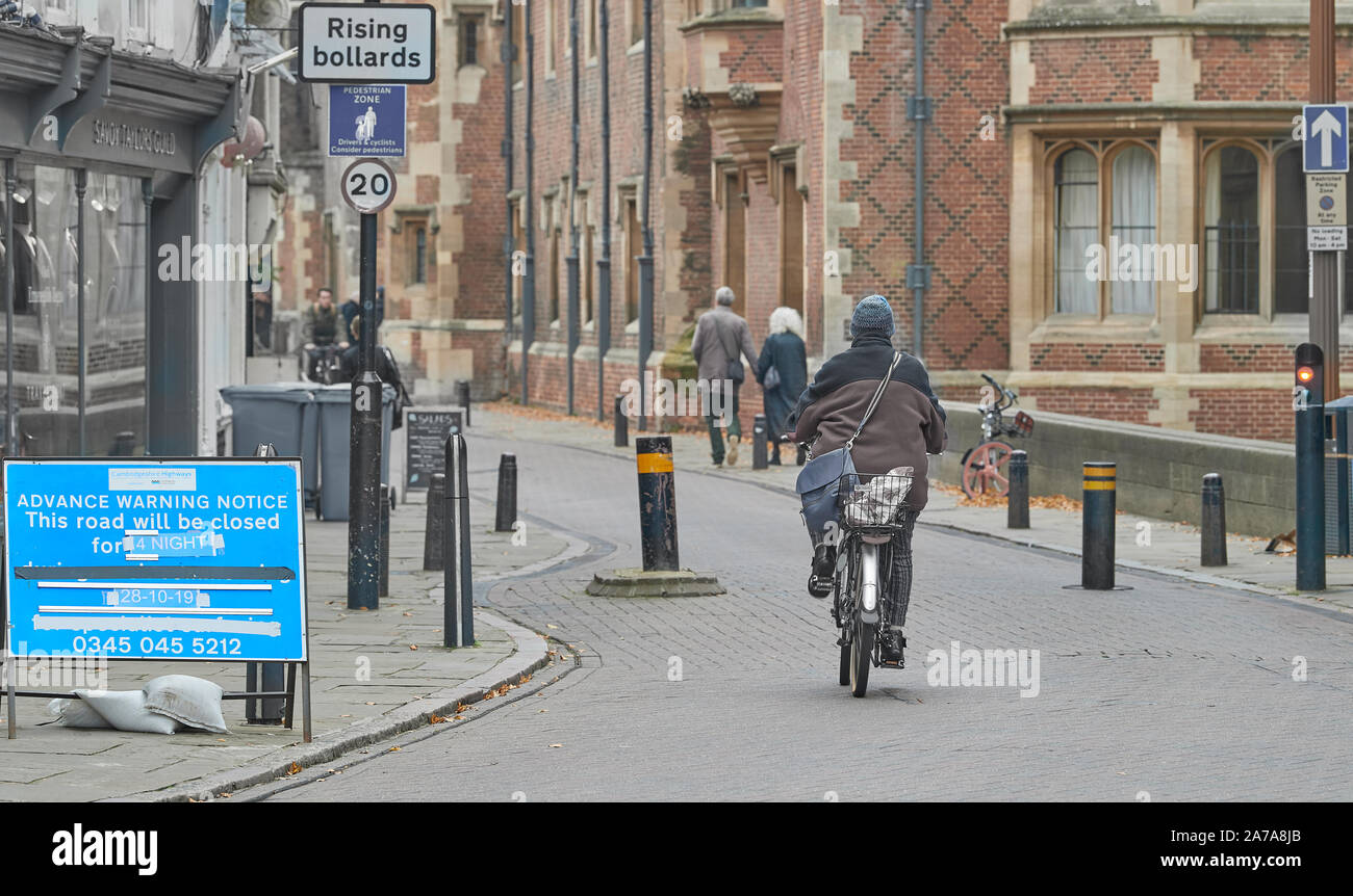 Advance warning notice of a road closure outside St John's college ...