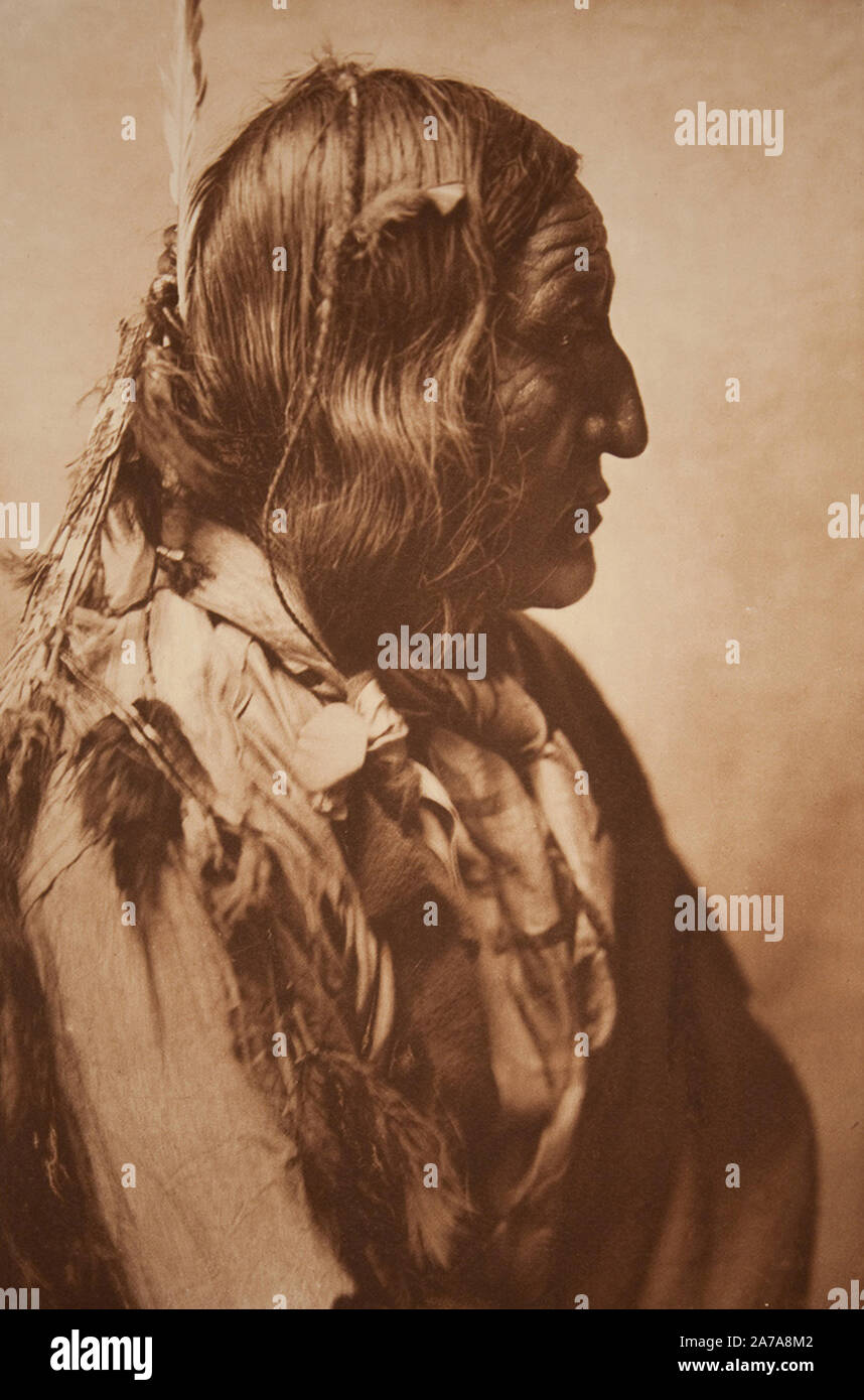 Vintage native American red skinned indian portrait from the old ...