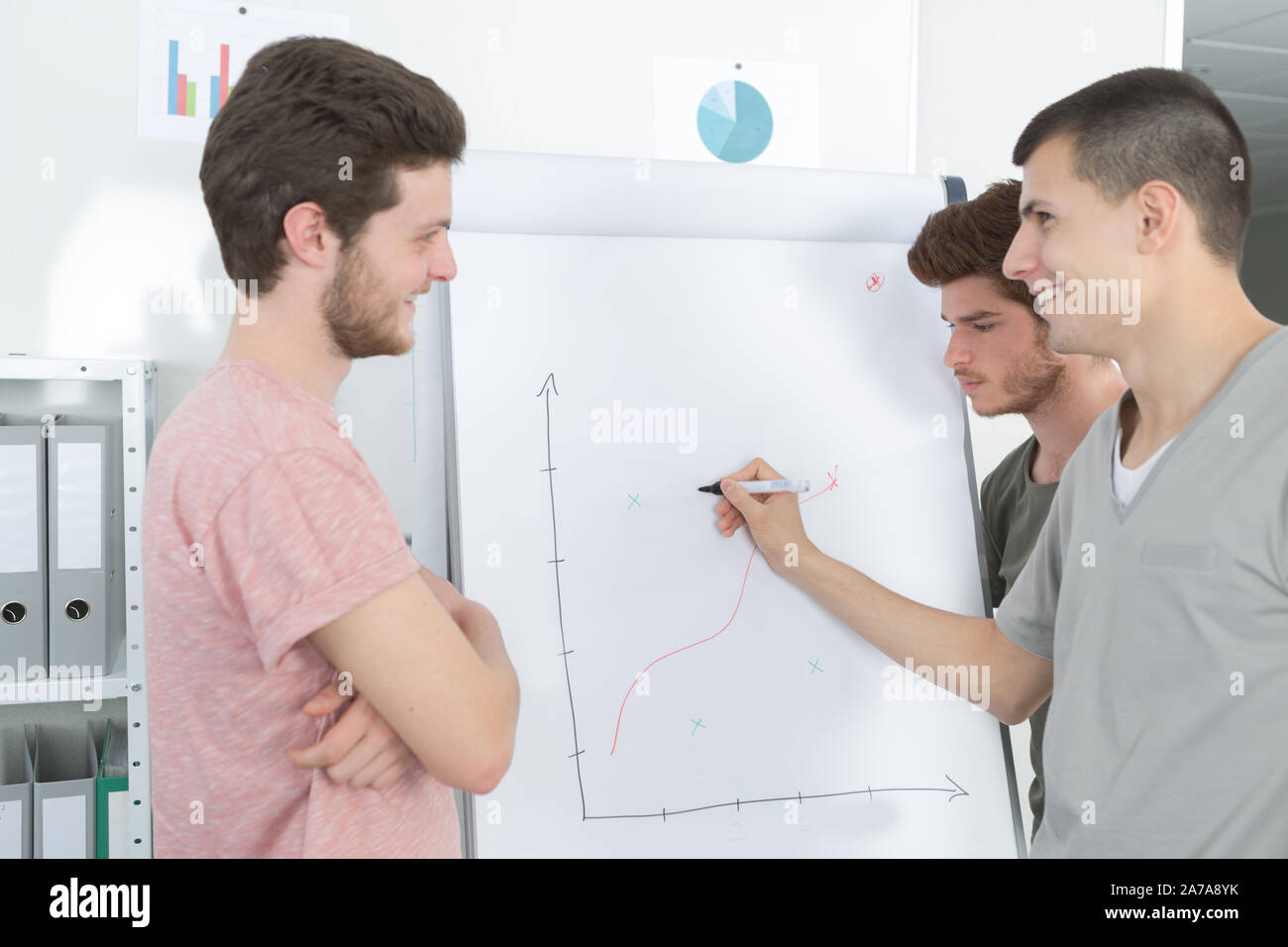 student writing something on blank white board Stock Photo - Alamy