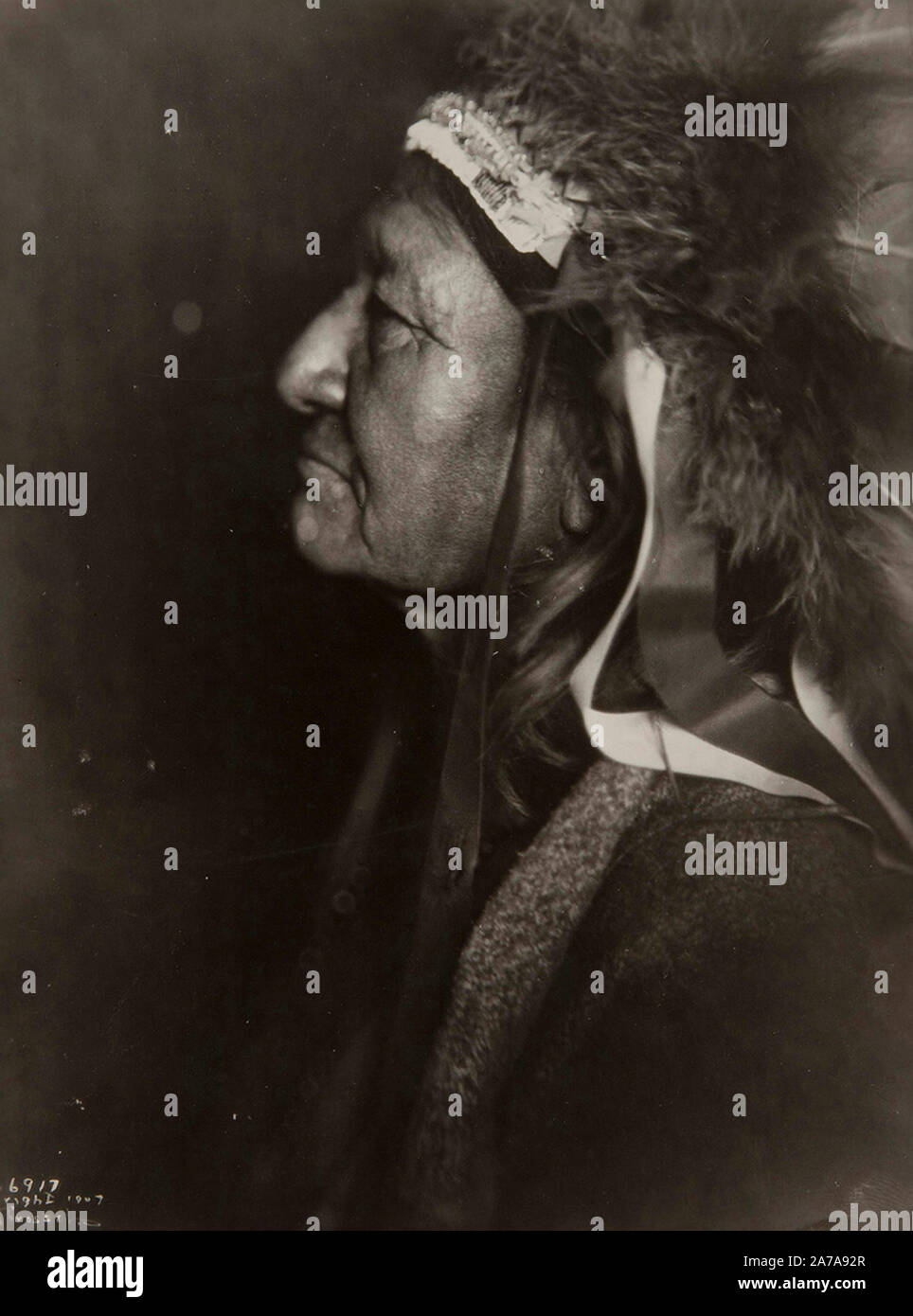 Vintage native American red skinned indian portrait from the old ...