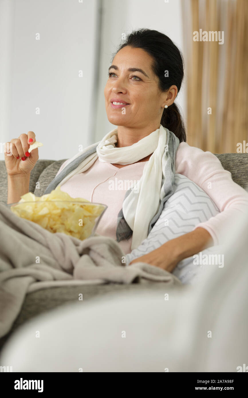 Couch potato woman fat hi-res stock photography and images - Alamy
