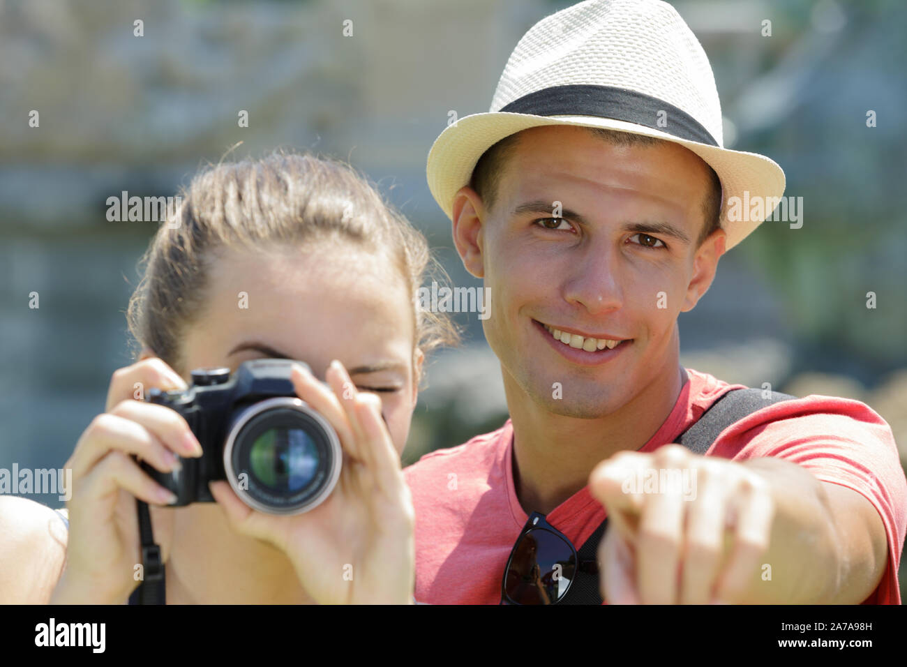 photographer and girlfriend take photos Stock Photo - Alamy