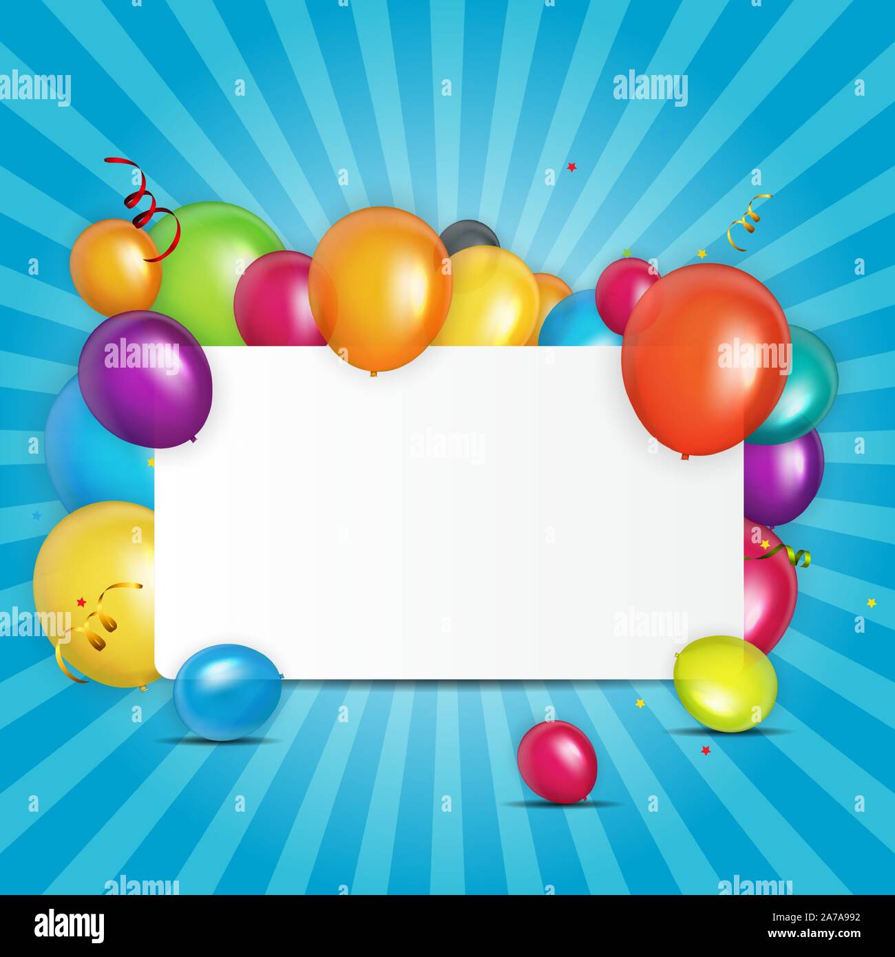Color glossy balloons birthday card background Vector Illustration ...