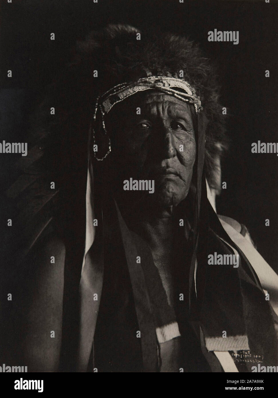 Vintage native American red skinned indian portrait from the old ...