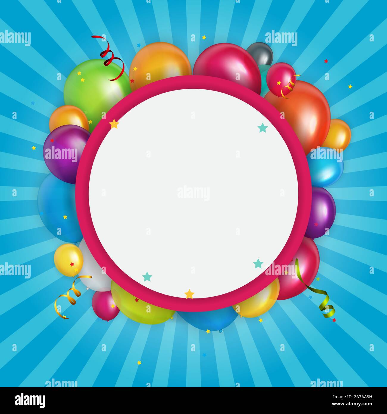 Color glossy balloons birthday card background Vector Illustration ...