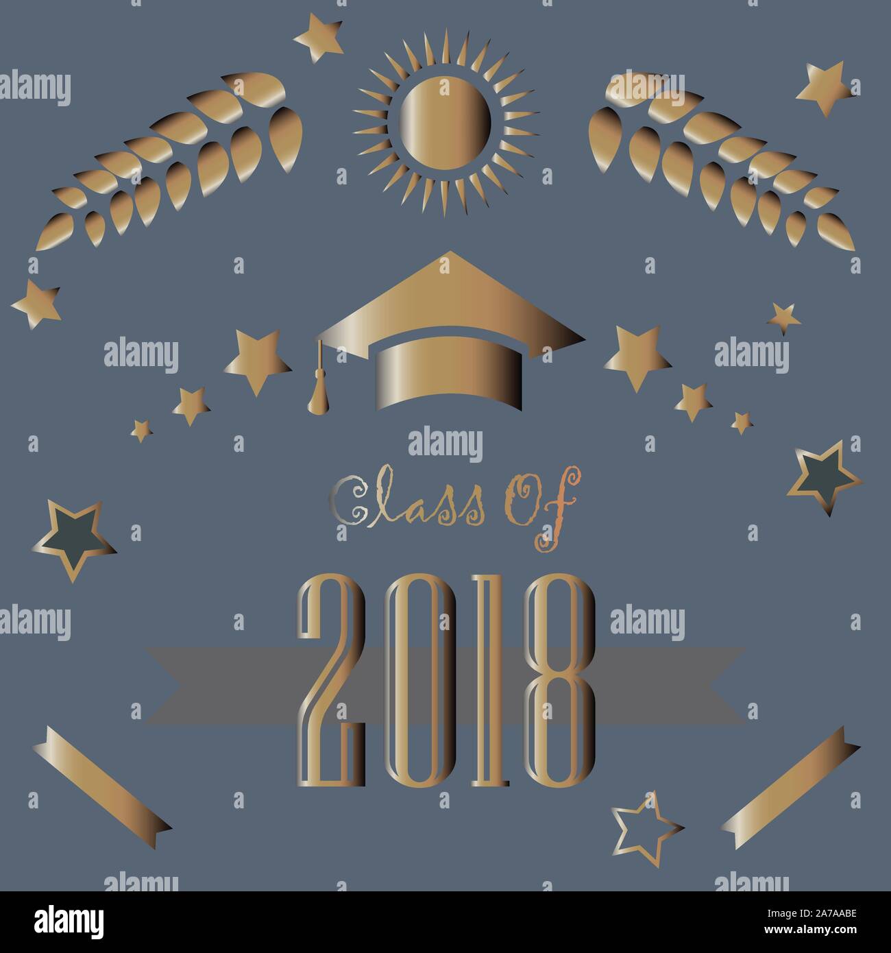 Class of 2018 in gold on purple background. Vector Illustration Stock ...