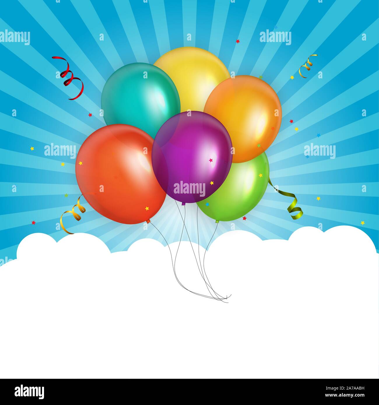 Color glossy balloons birthday card background Vector Illustration ...