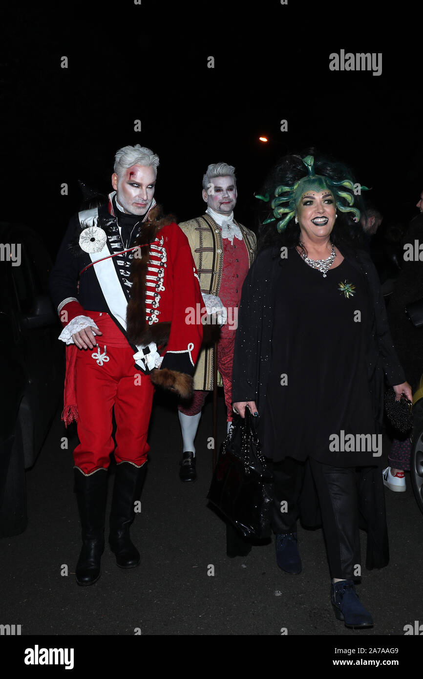 Guests arrive at a Halloween party hosted by Jonathan Ross at his house ...