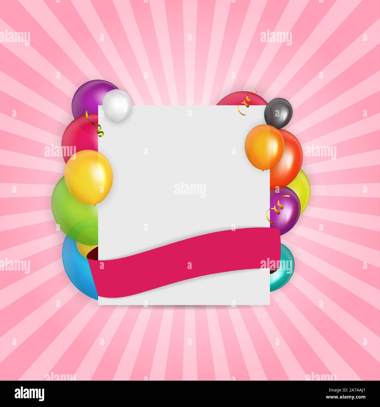 Color glossy balloons birthday card background Vector Illustration ...