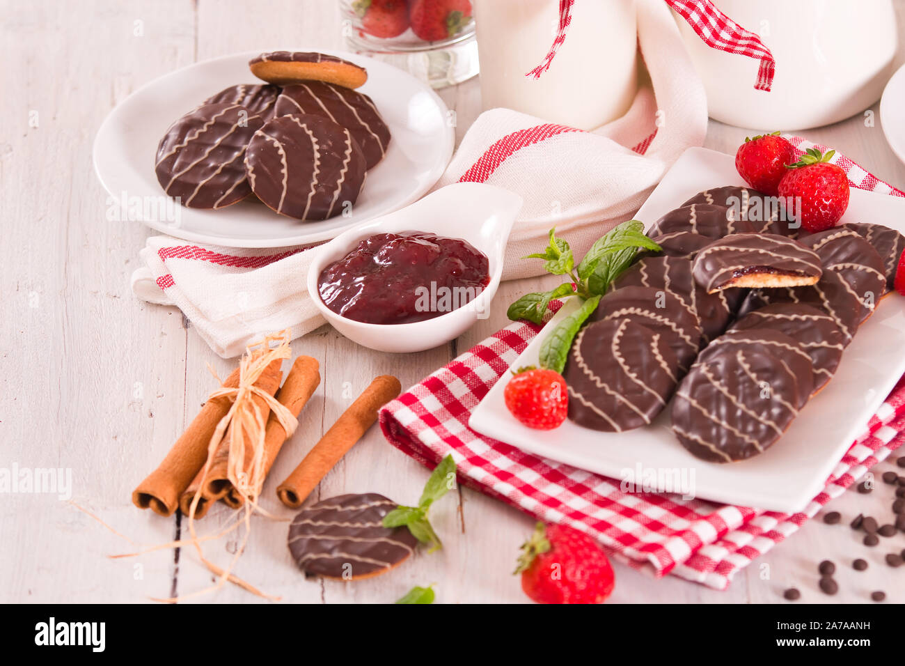 Soft cakes with strawberry Stock Photo - Alamy