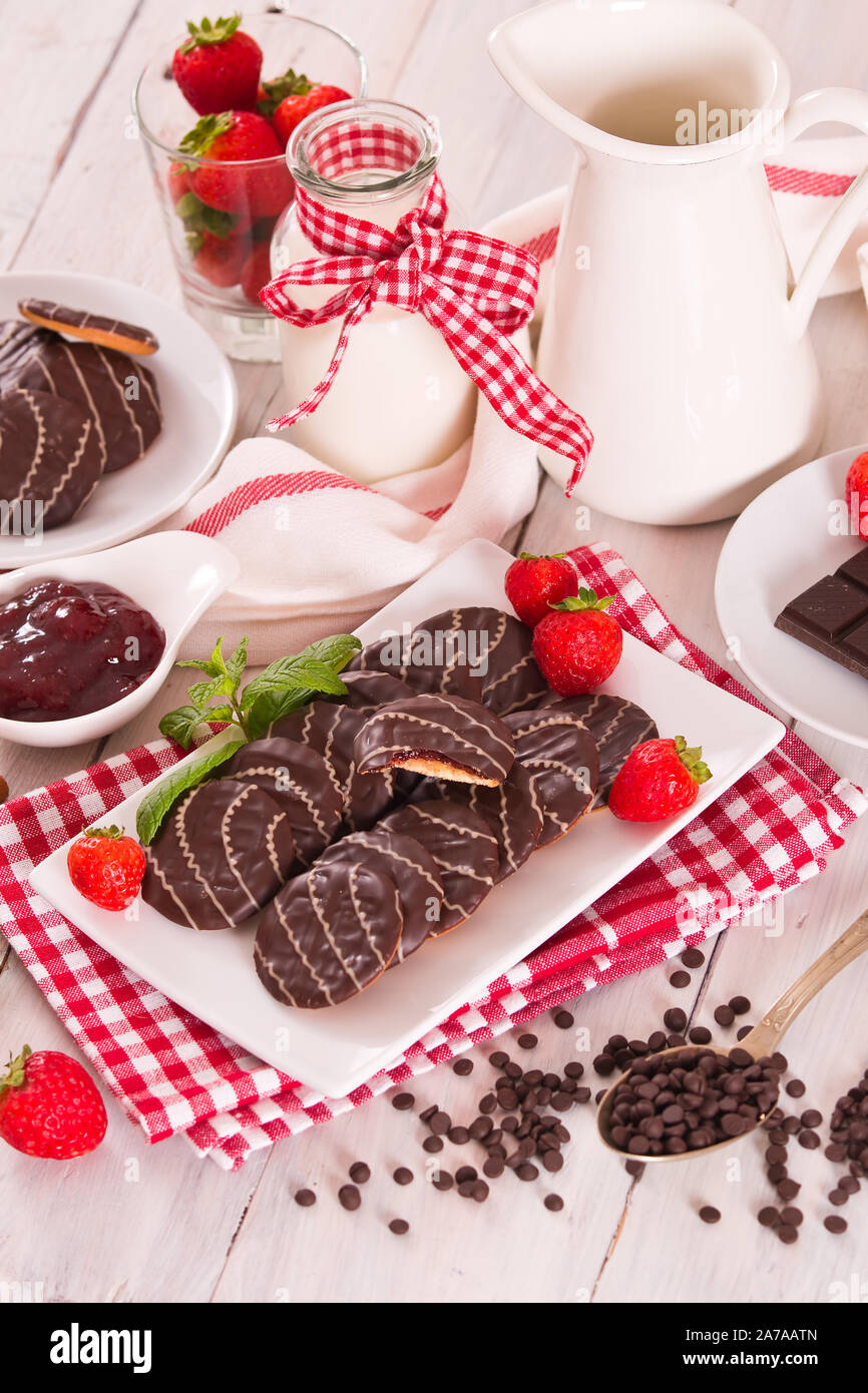 Soft cakes with strawberry Stock Photo - Alamy