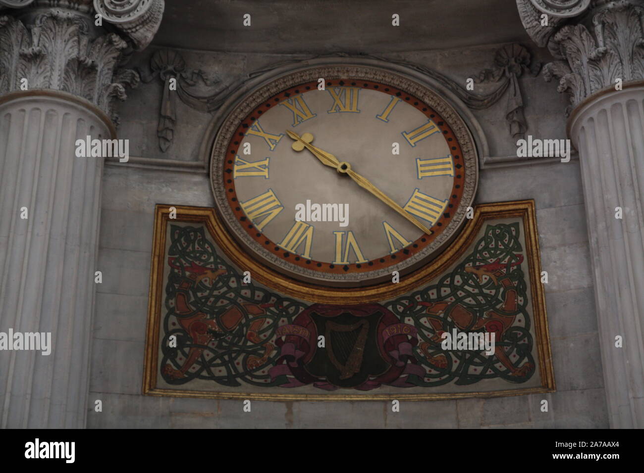 Dublin city hall clock in the entrance hall, Dublin, Ireland Stock ...