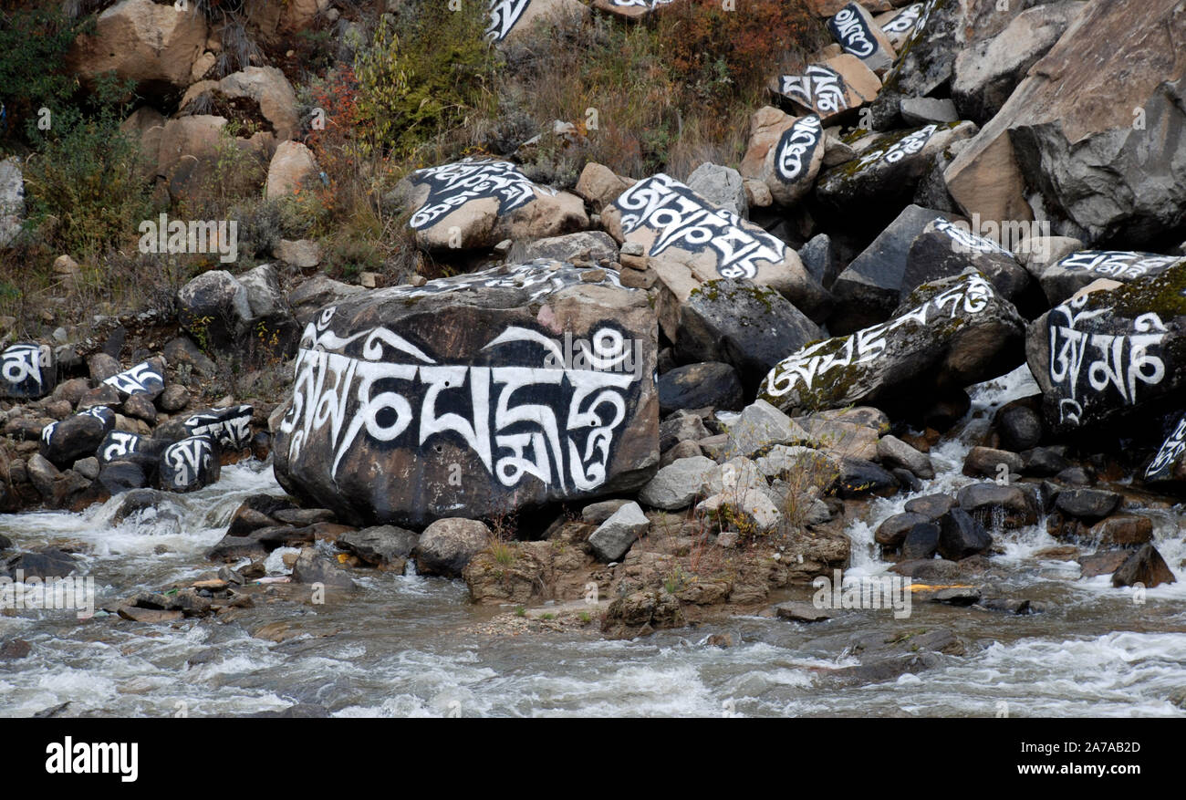 Buddhist prayer rocks hi-res stock photography and images - Alamy