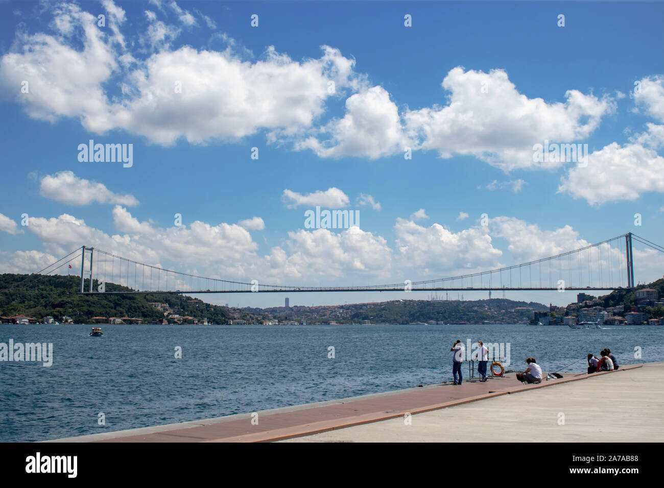 Istanbul Second Bosphorus bridge. View of the Fatih Sultan Mehmet ...