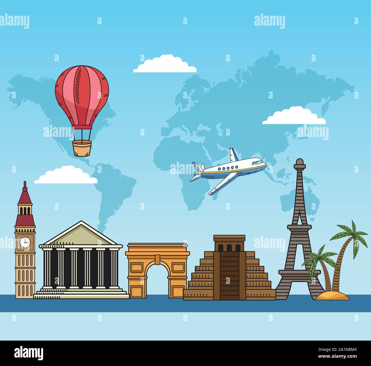 travel around the world with famous places Stock Vector Image & Art - Alamy