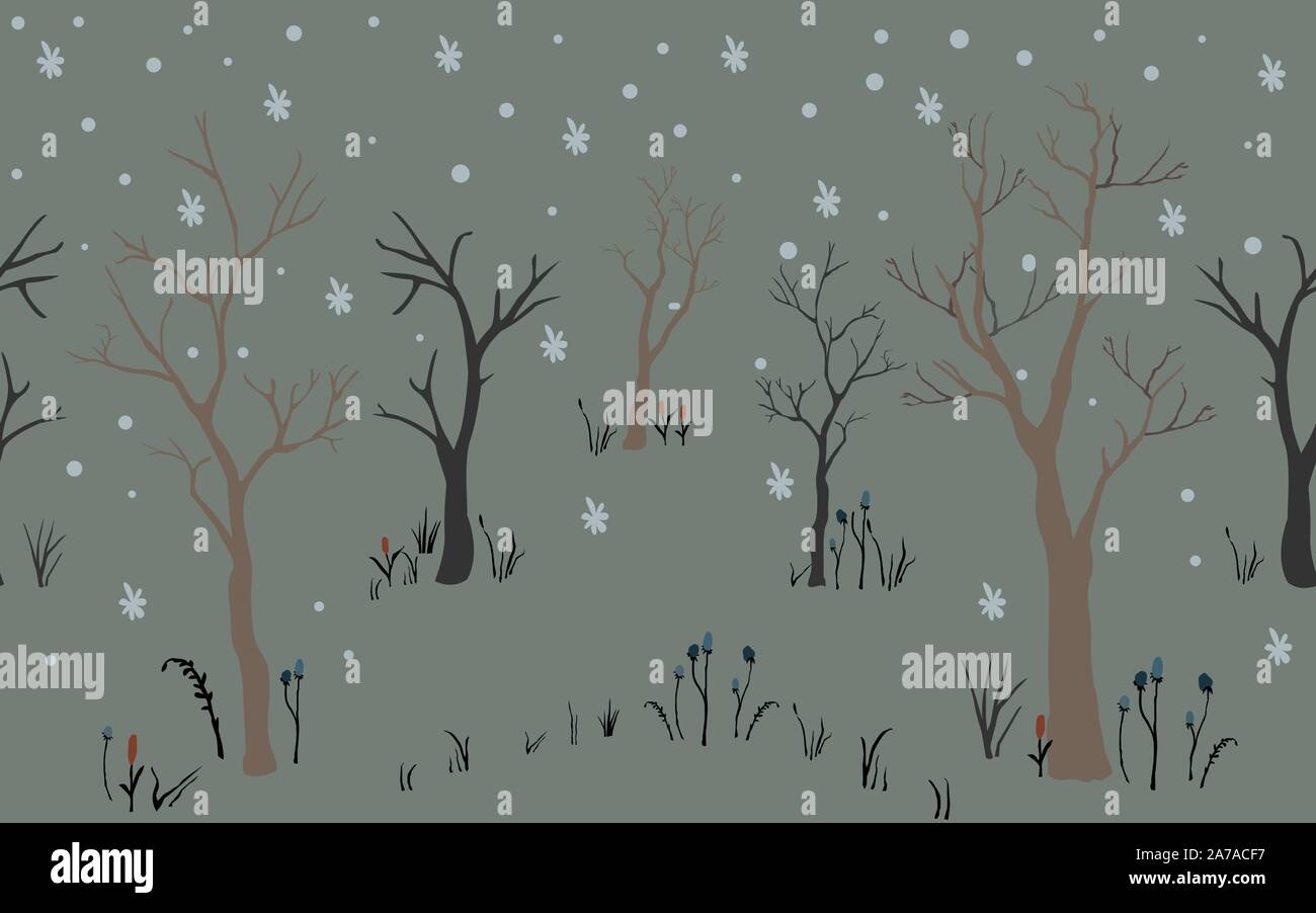 Winter Trees Background. Winter landscape with trees, snow. Snow In ...