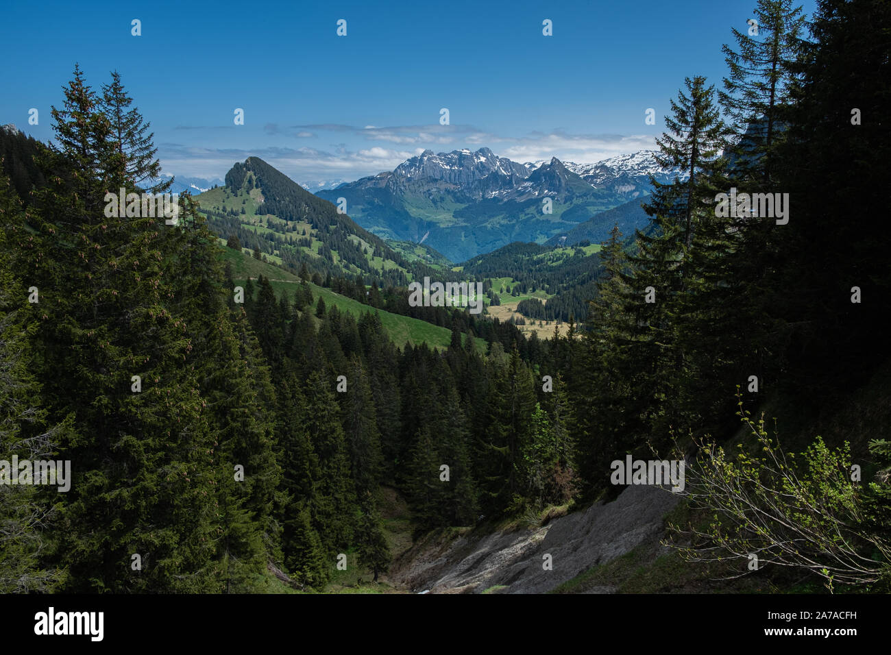 Beautiful alpine scenery with blue sky Stock Photo - Alamy