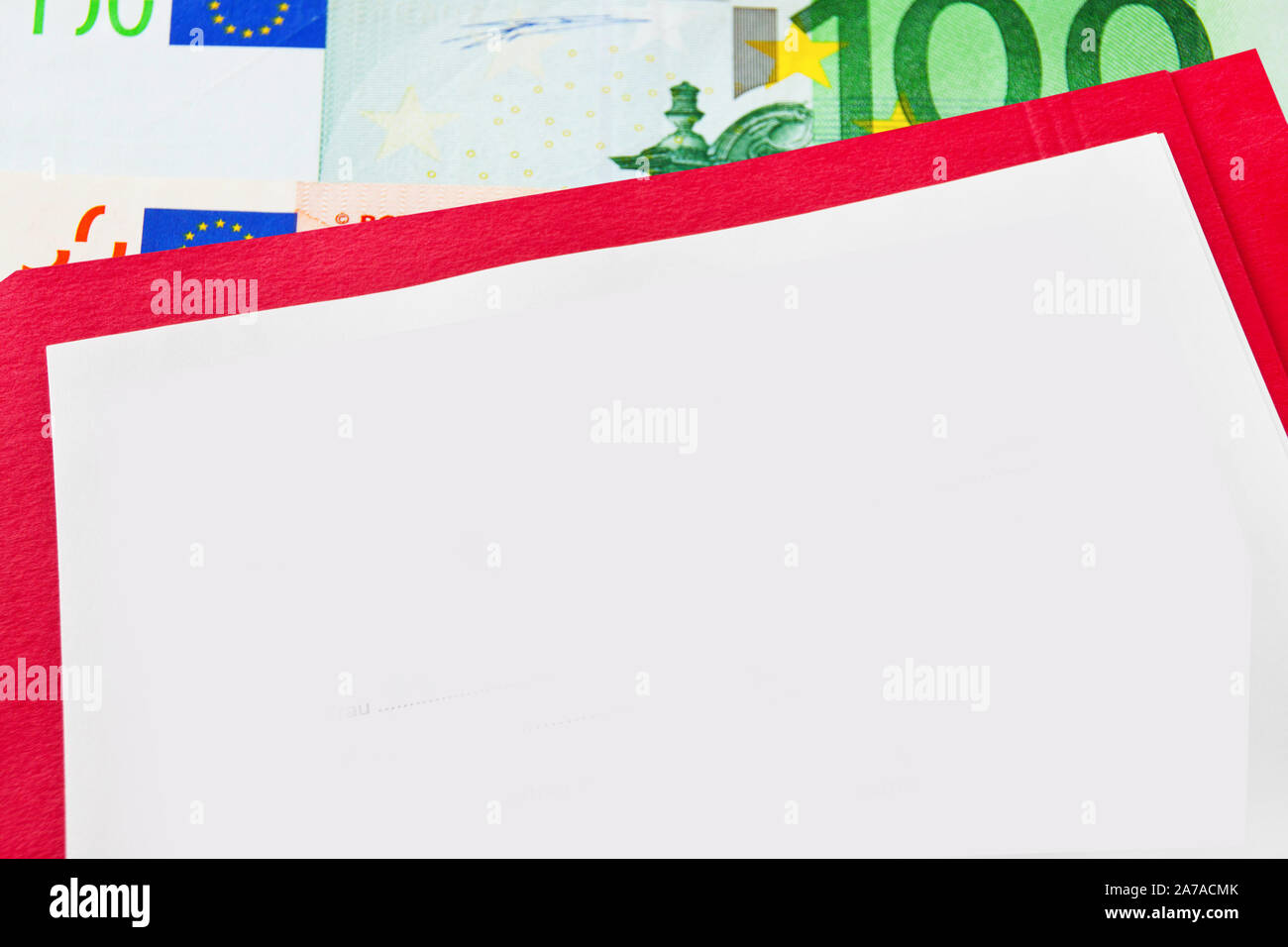 Euro banknotes and file with copy space as background Stock Photo - Alamy