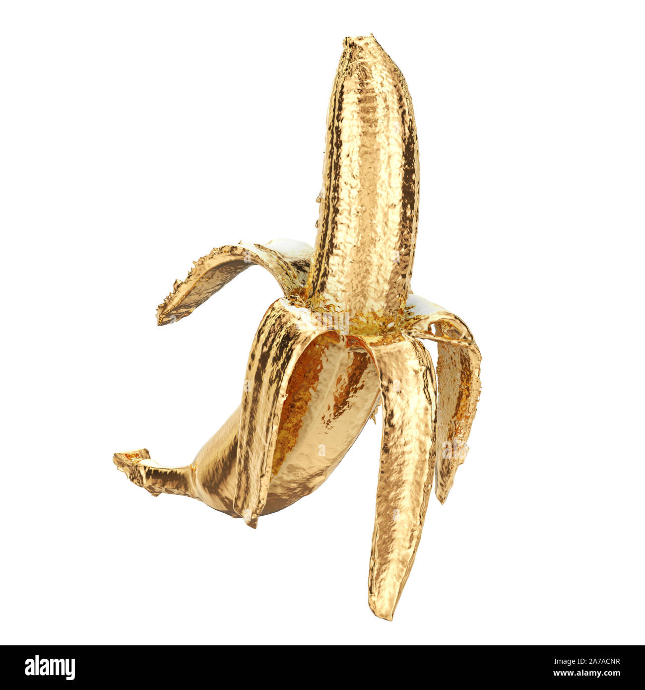 Golden banana, 3d rendering isolated on white background Stock Photo ...