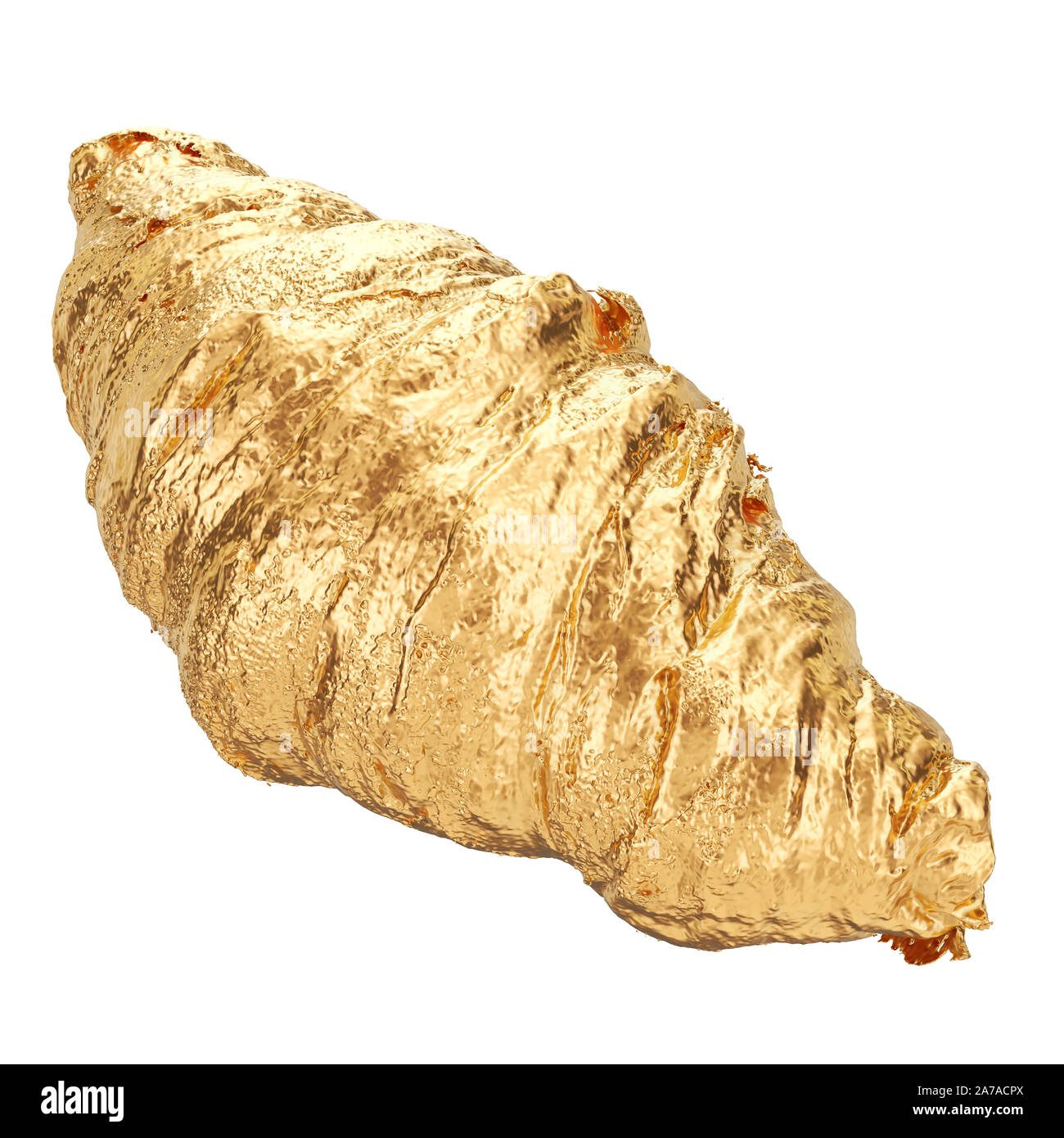 Golden croissant, 3d rendering isolated on white background Stock Photo ...
