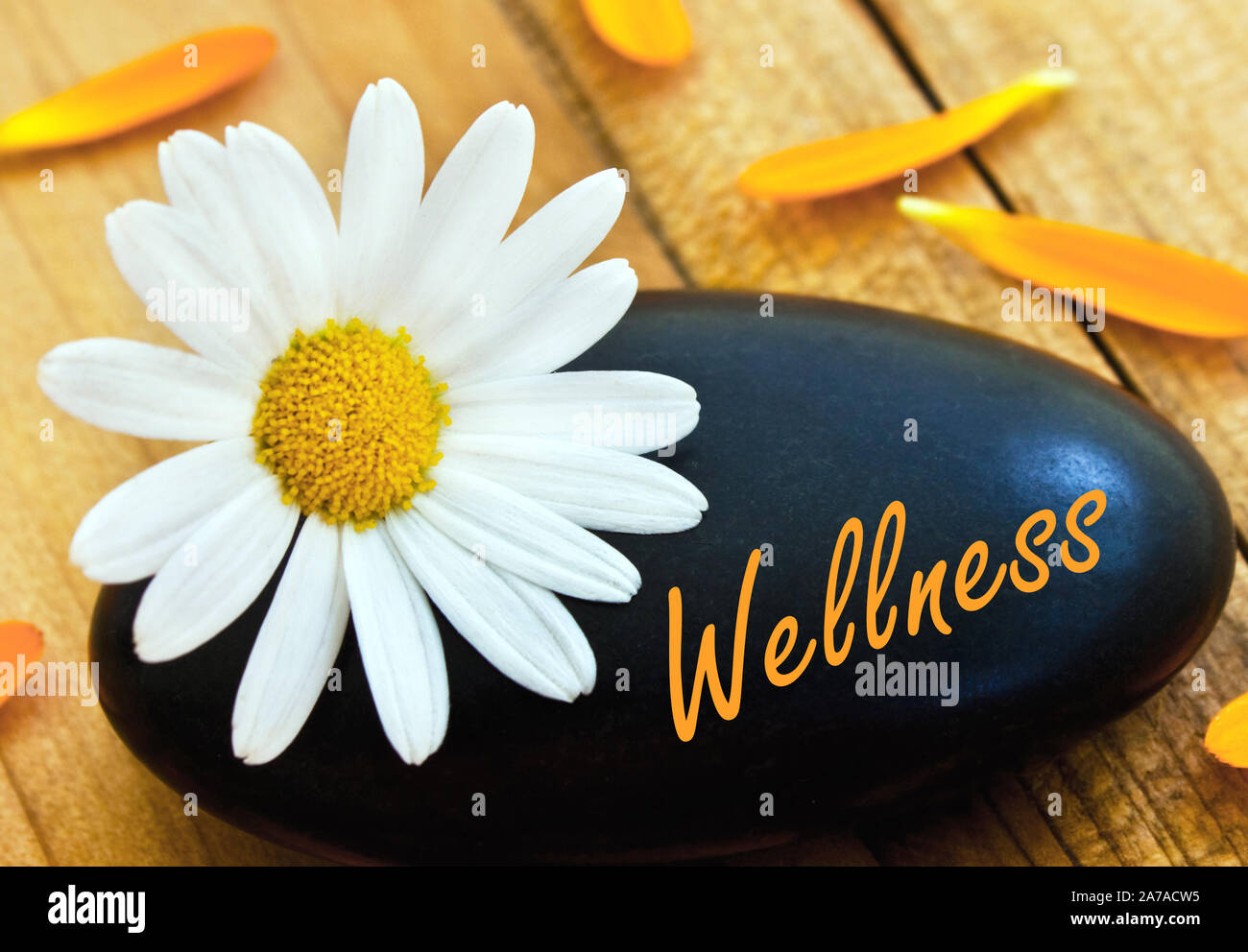 Wellness concept with stone and flower Stock Photo - Alamy