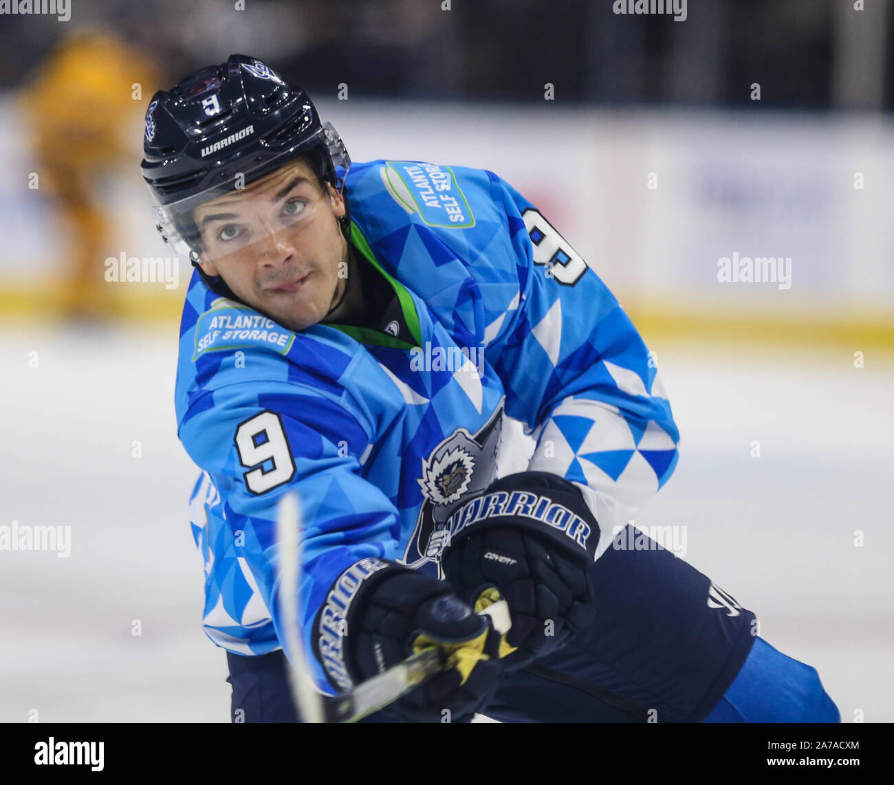 Jacksonville Icemen forward Alexis D'Aoust (9) during warm-ups before ...