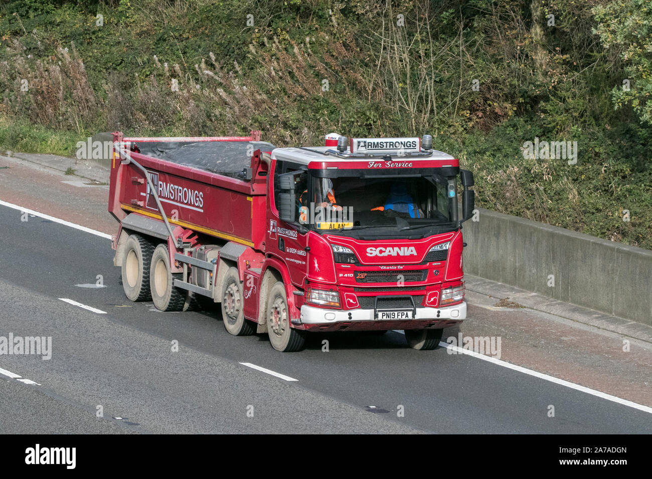 Armstrongs Scania P410 aggregate delivery for construction Stock Photo ...