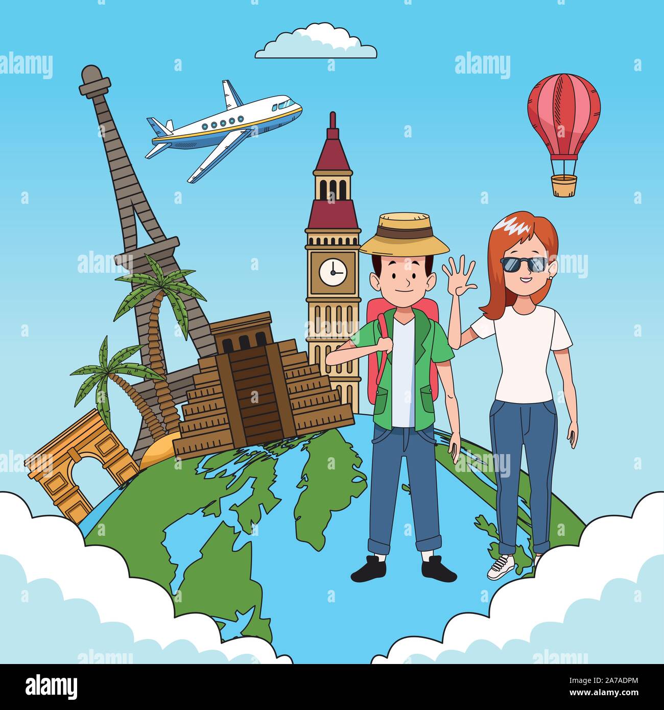 Cartoon couple eiffel tower hi-res stock photography and images - Alamy
