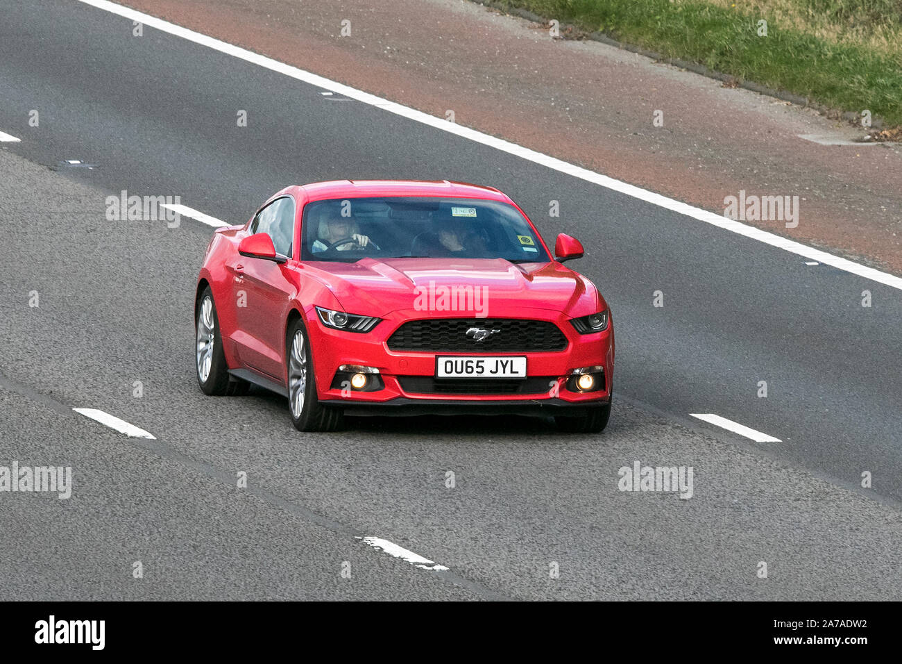 Blurred moving car OU65JYL red Shelby FORD MUSTANG GT AUTO American ...