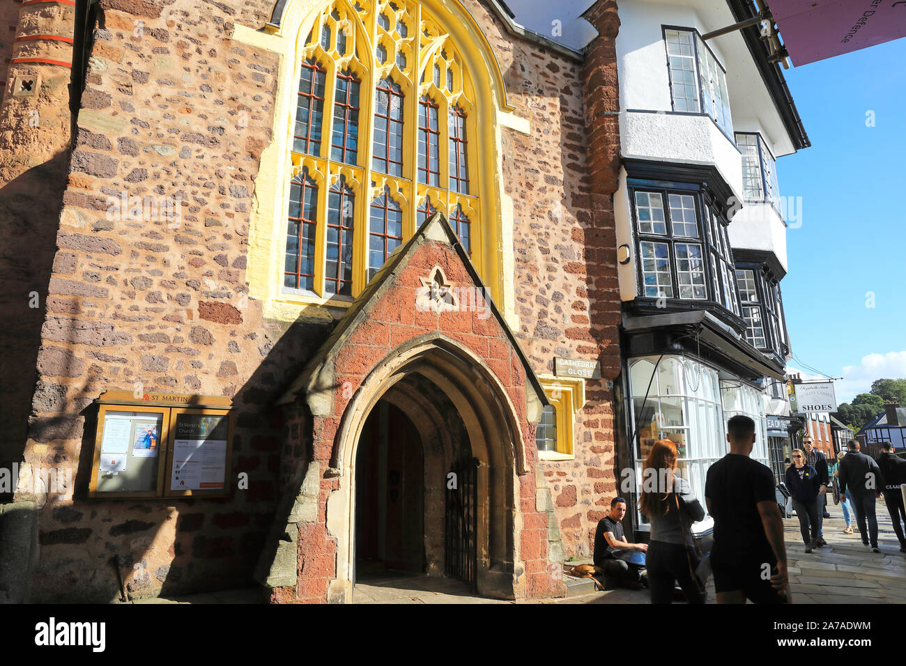 St Martin's Church on Cathedral Close, in historic Exeter, in Devon, UK ...