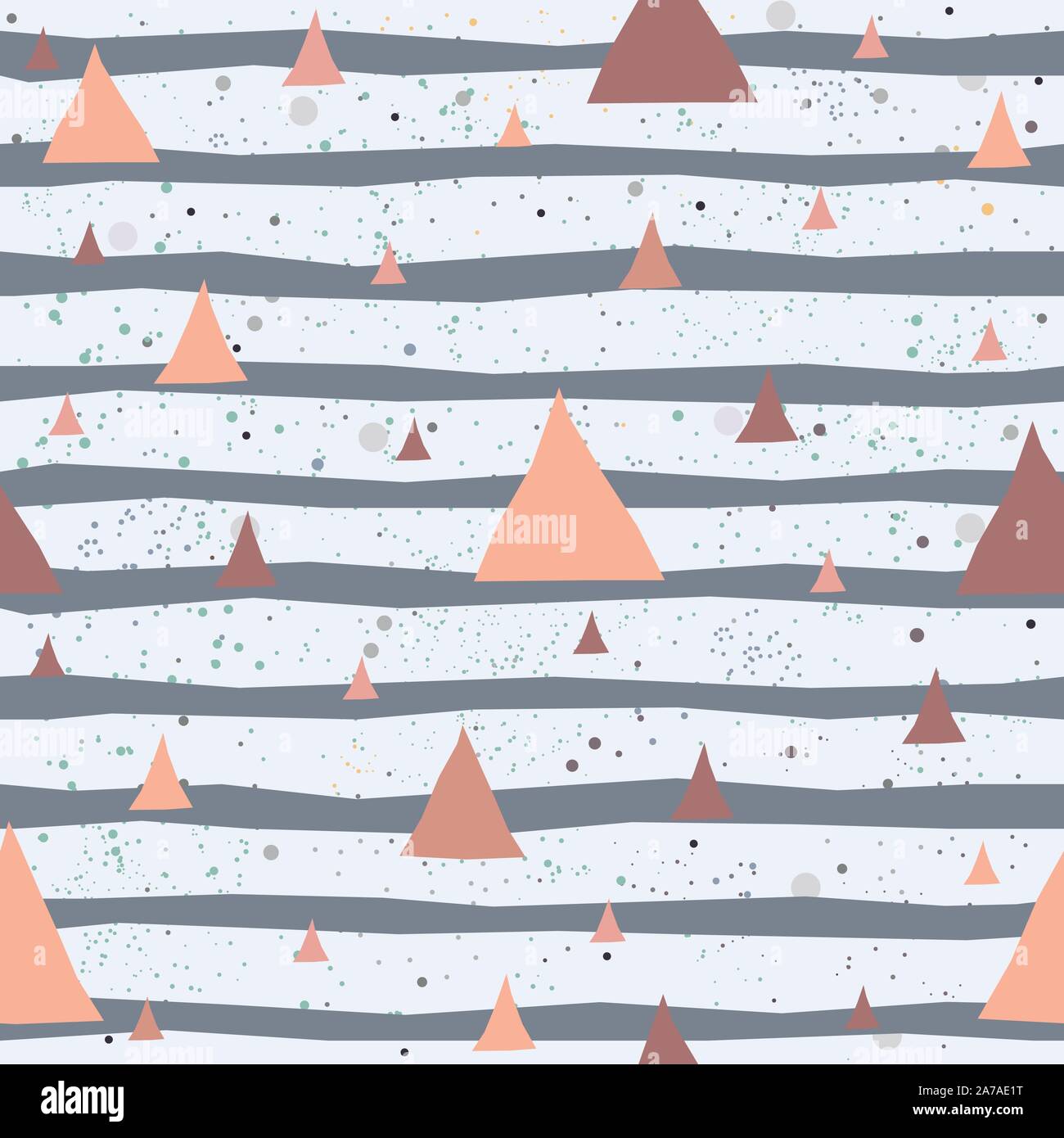 Cute Pattern with triangles on pastel blue stripes on white background ...
